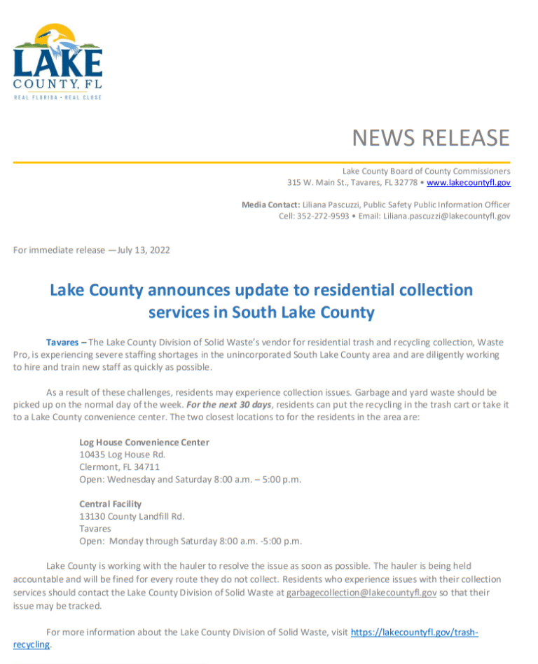 Lake County – Waste Pro USA